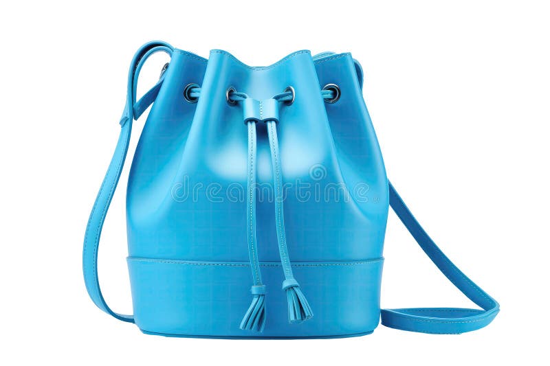 Blue Bucket Bag on White Background Stock Illustration - Illustration ...