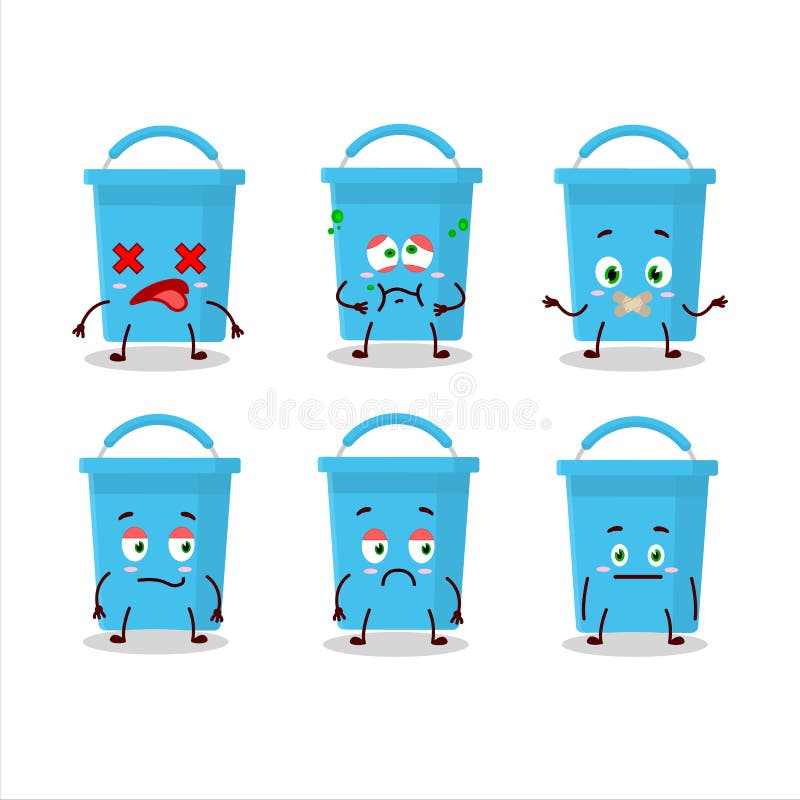 Blue Bucket Cartoon Character with Nope Expression Stock Vector ...