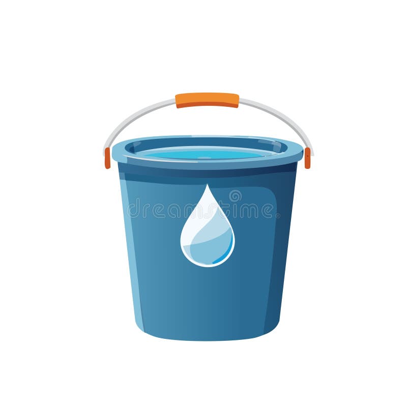 Blue Bucket Full of Water with Waterdrop Logo Icon Concept Illustration ...