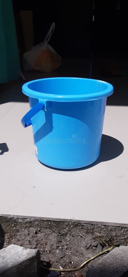Blue Bucket for Pail in Garden Stock Image - Image of morning, lighting ...