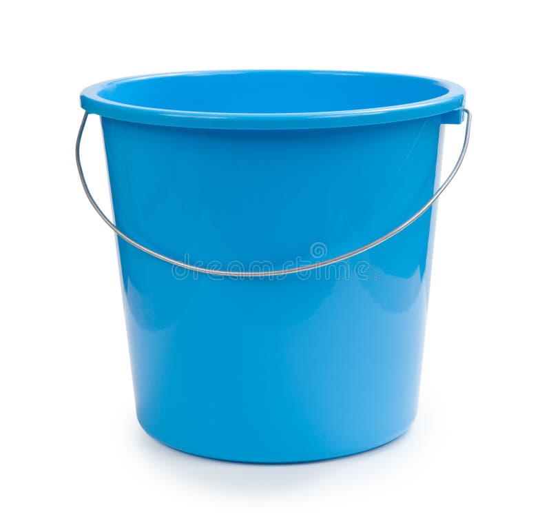 Blue Bucket Plastic Isolated on White Stock Photo - Image of empty ...