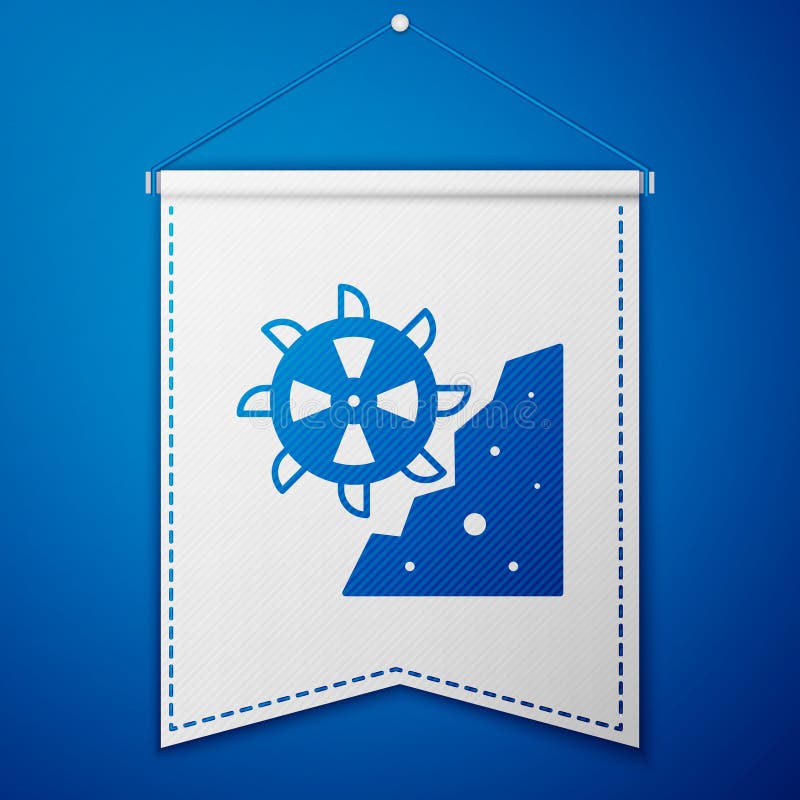 Blue Bucket Wheel Excavator Icon Isolated on Blue Background. White ...