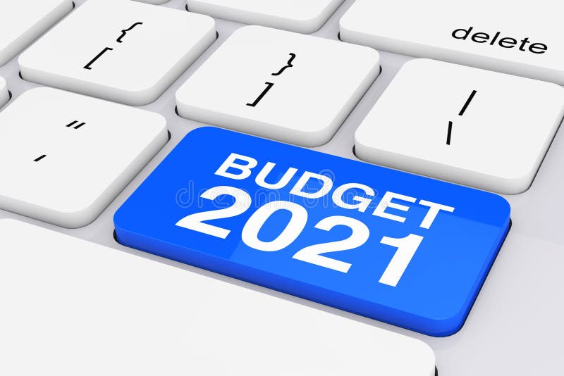 Blue Budget 2020 Key on White PC Keyboard. 3d Rendering Stock Image ...