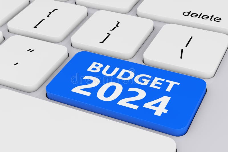Blue Budget 2024 Key on White PC Keyboard. 3d Rendering Stock Image ...