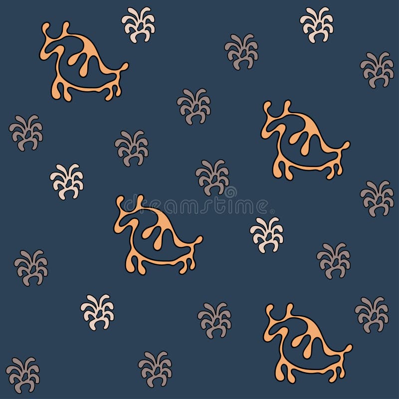 Blue Buffalo Pattern Seamless Field Stock Illustration - Illustration ...