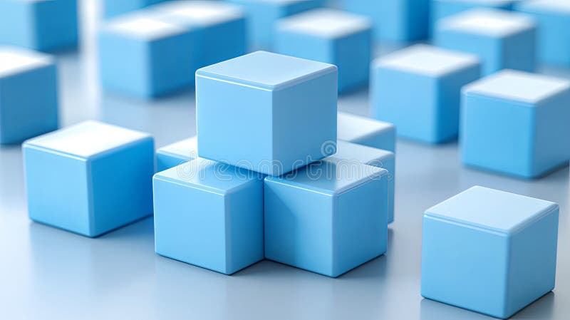 Blue Building Blocks Arranged in Varying Positions on a Smooth Surface ...