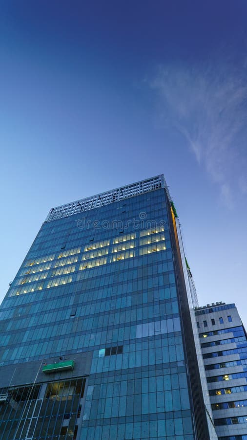 Blue Building with Blue Sky in Bangkok Stock Photo - Image of property ...