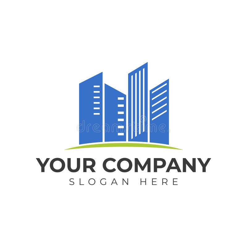 Blue Building Company Logo Concept Stock Illustration - Illustration of ...