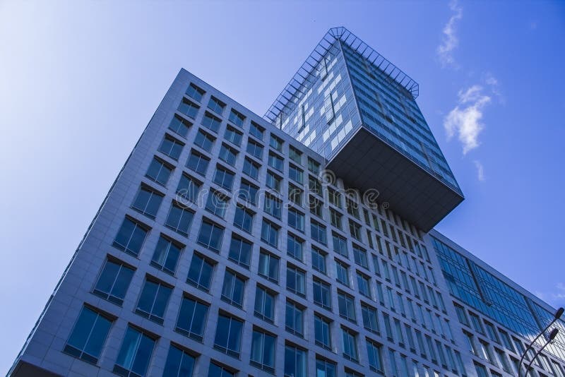 Blue Building Glass Curtain Wall Stock Image - Image of workplace ...