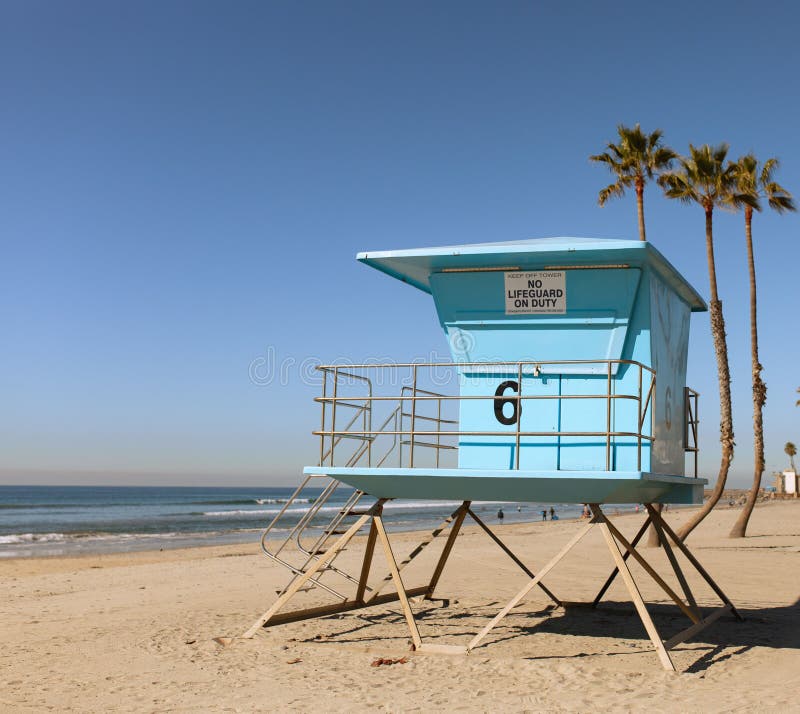 Blue Building of the Lifeguard at the Beach Stock Photo - Image of ...