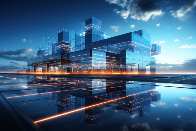 Blue Building Modern Perspective for Innovation and Technology Business ...