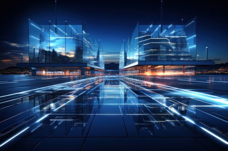 Blue Building Modern Perspective for Innovation and Technology Business ...