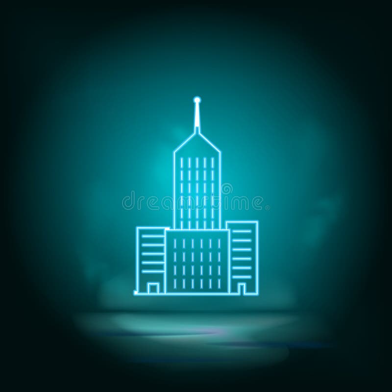 Blue Building Neon. Blue Neon, Building Vector Icon Stock Illustration ...