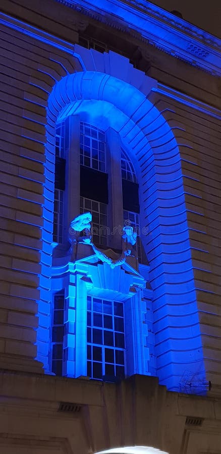 Blue Building Night Lights London Architecture Building Stock Photo ...