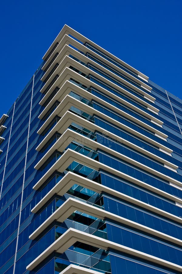 Blue Building with White Corners Stock Photo - Image of business ...