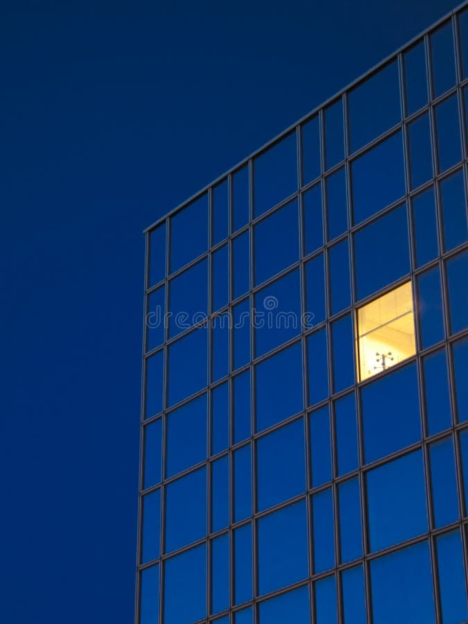 Blue Building Yellow Window Stock Image - Image of industrious, late ...