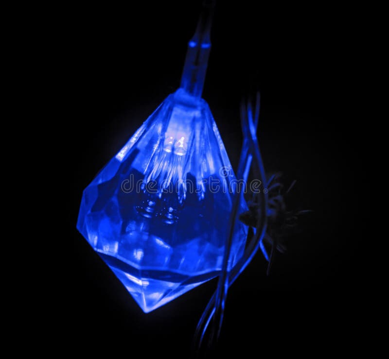 Blue Bulb Christmas Tree Lights Stock Photo - Image of black ...