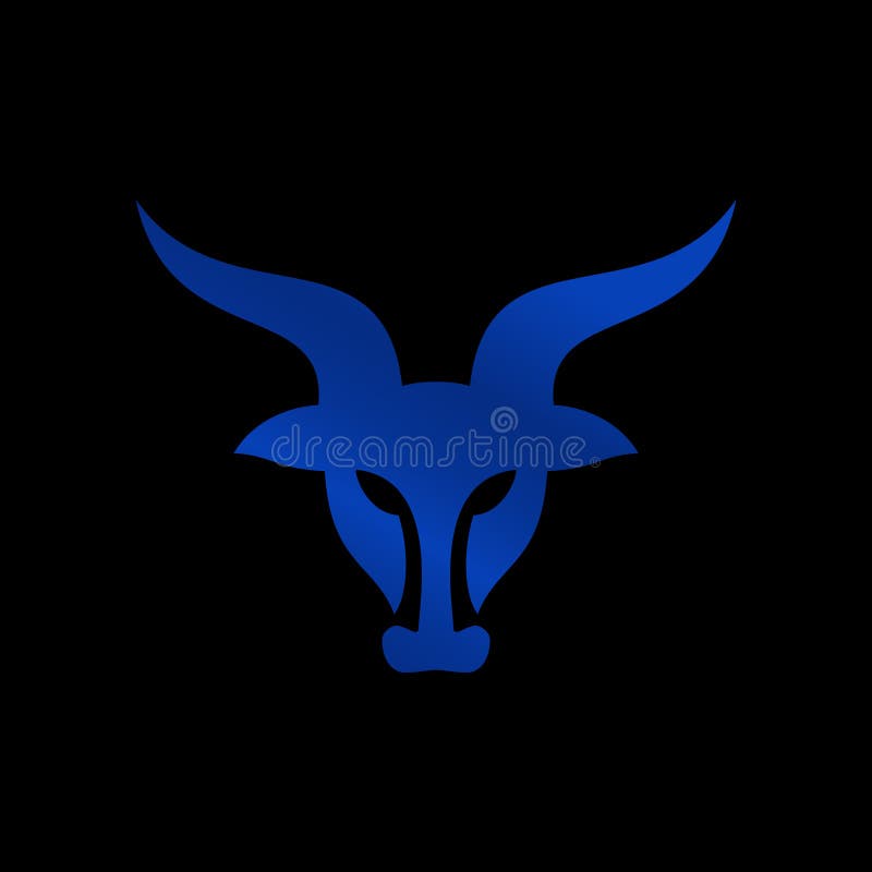 Blue bull head stock vector. Illustration of black, minimalistic ...