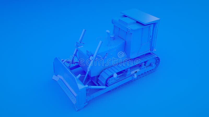 Blue Bulldozer. Minimal Idea Concept Stock Illustration - Illustration ...