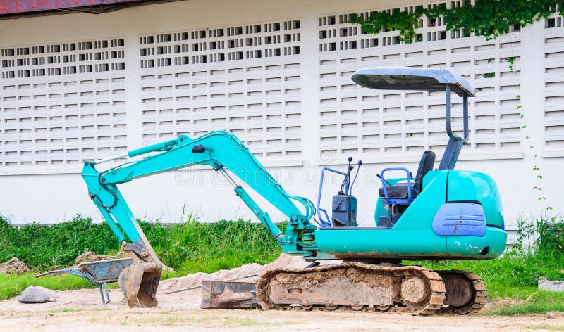 Blue bulldozer stock image. Image of excavate, industry - 31814247