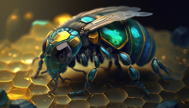Blue bumble bee stock illustration. Illustration of animal - 270229378