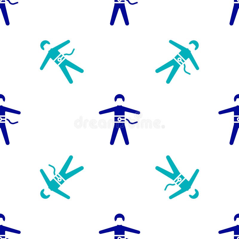 Blue Bungee Jumping Icon Isolated Seamless Pattern on White Background ...