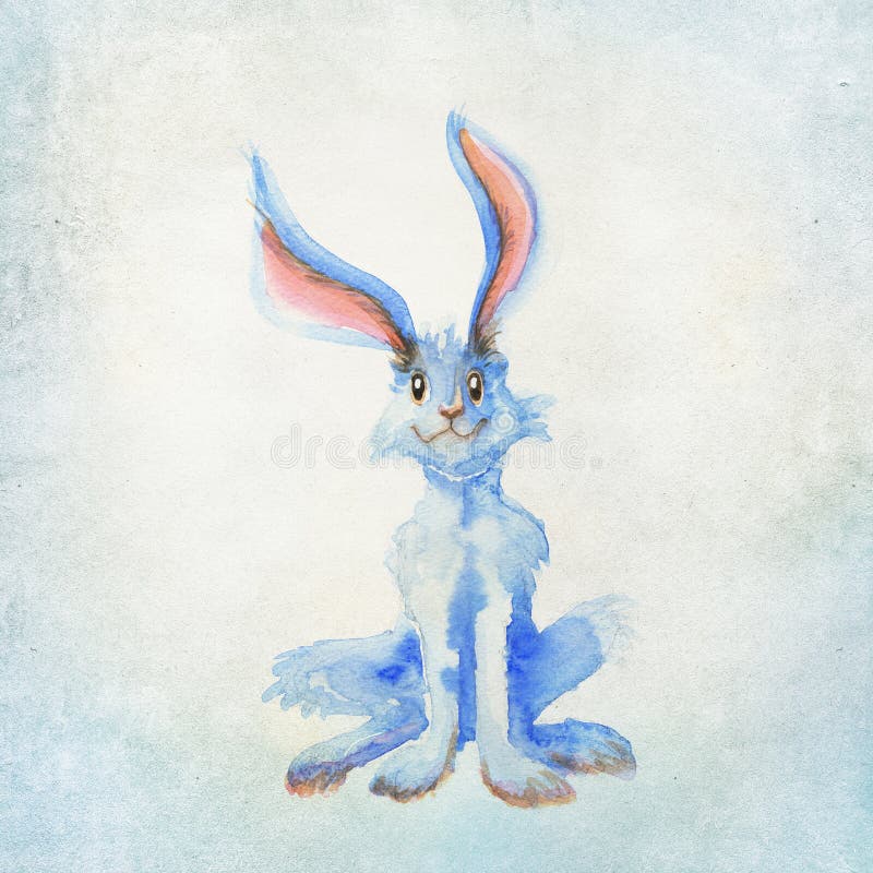 Blue bunny doodle drawing stock illustration. Illustration of nature ...