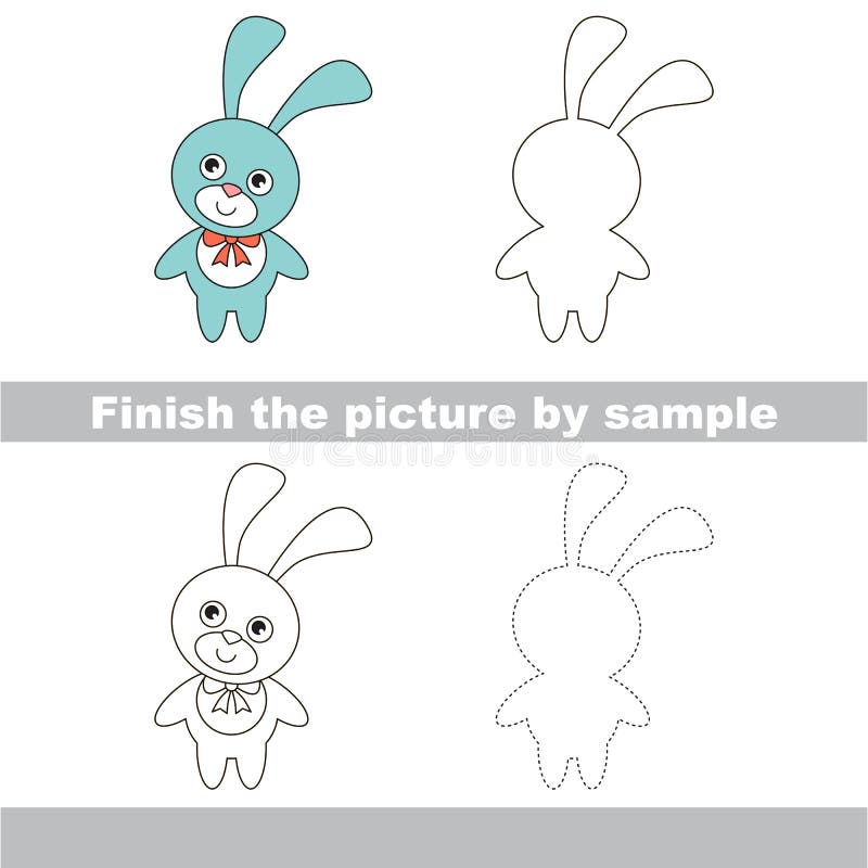 Blue Bunny. Drawing Worksheet. Stock Vector - Illustration of baby ...