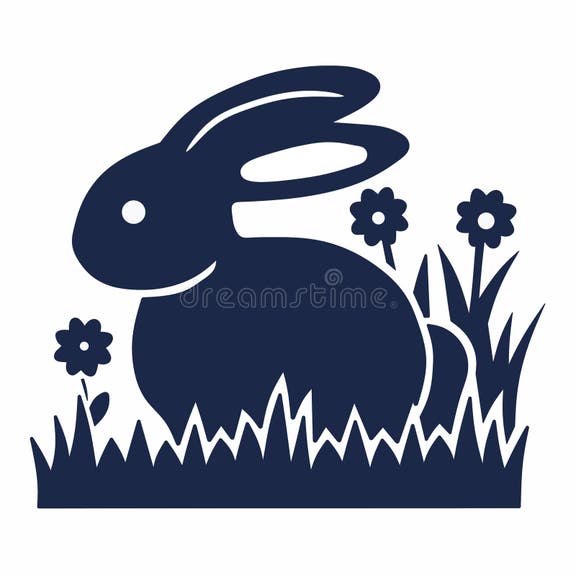 Simple Blue Bunny Rabbit Icon on Isolate Stock Image - Image of simple ...
