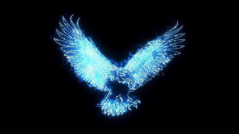 Blue Burning Neon Eagle Animated Logo Loop Graphic Element Stock ...