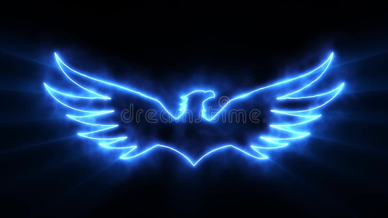 Blue Burning Eagle Logo with Reveal Effect and Light Rays Stock Video ...