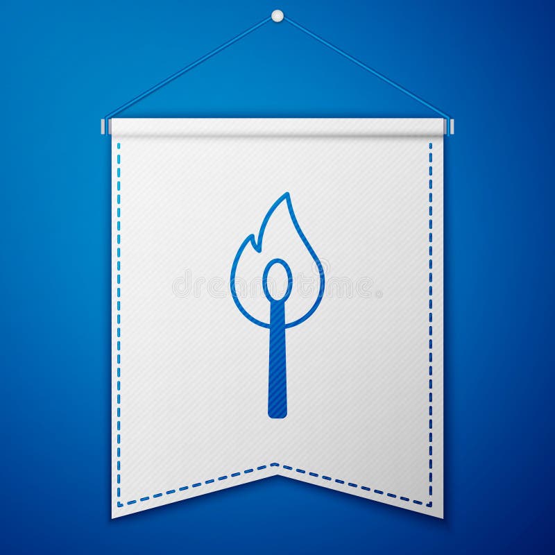 Blue Burning Match with Fire Icon Isolated on Blue Background. Match ...