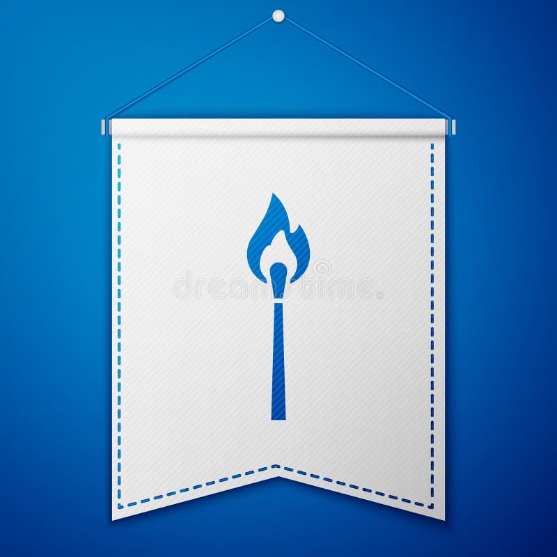 Blue Burning Match with Fire Icon Isolated on Blue Background. Match ... Blue Burning Match with Fire Icon Isolated on Blue Background. Match ...
