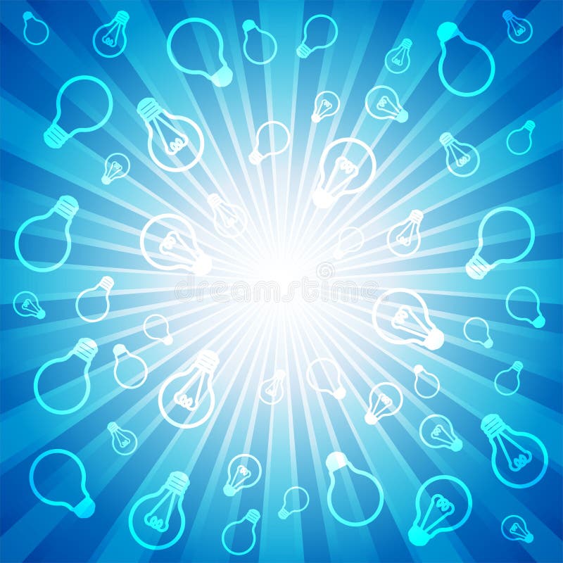 Blue Burst with Variety White Light Bulb for Abstract Design Background ...