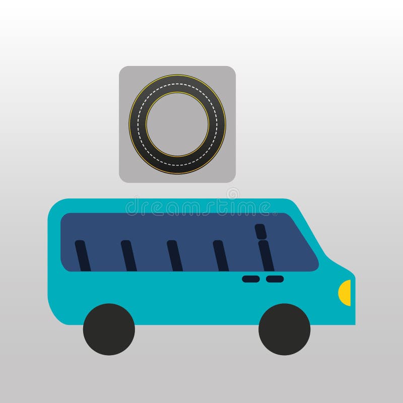 Blue Bus Circle Road Way Design Stock Vector - Illustration of icon ...