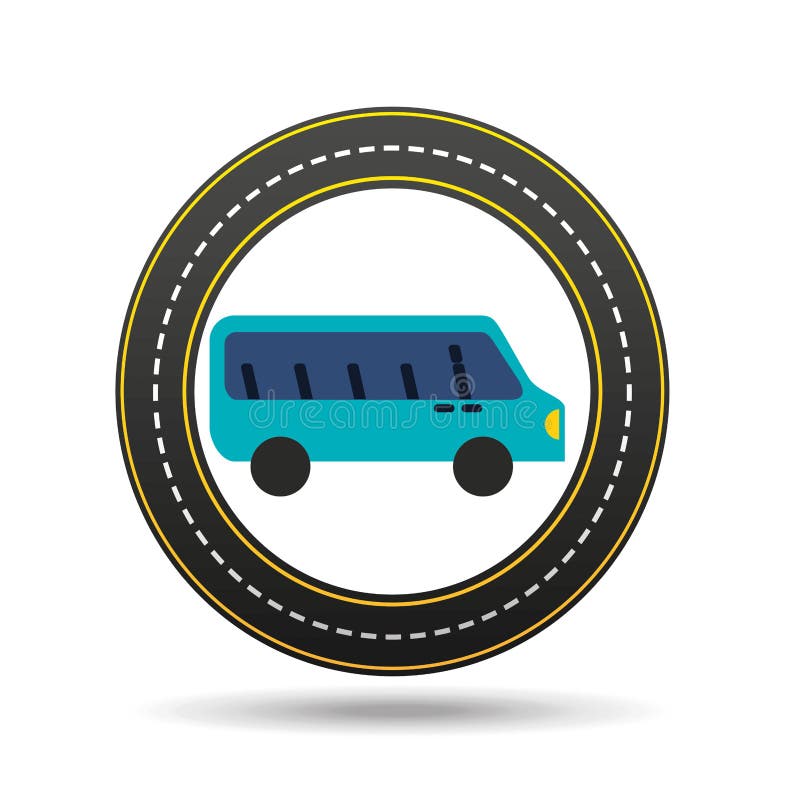 Blue Bus Circle Road Way Design Stock Vector - Illustration of limit ...