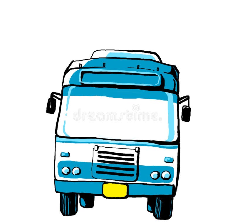 Blue bus illustration stock illustration. Illustration of drawing ...