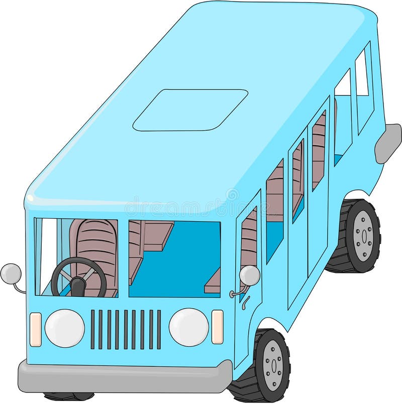 Blue bus stock vector. Illustration of little, vehicle - 69283336