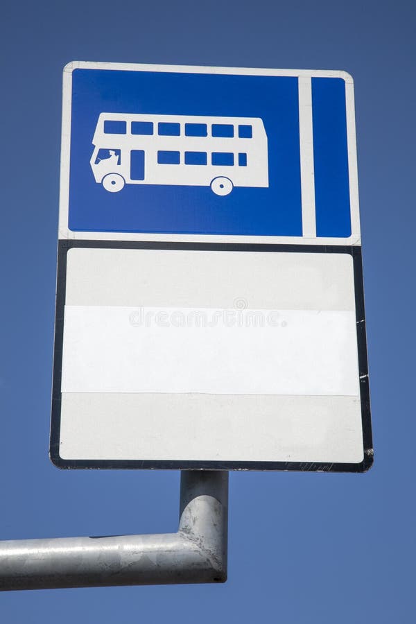 Blue Bus Sign stock photo. Image of sign, blank, transport - 52340592