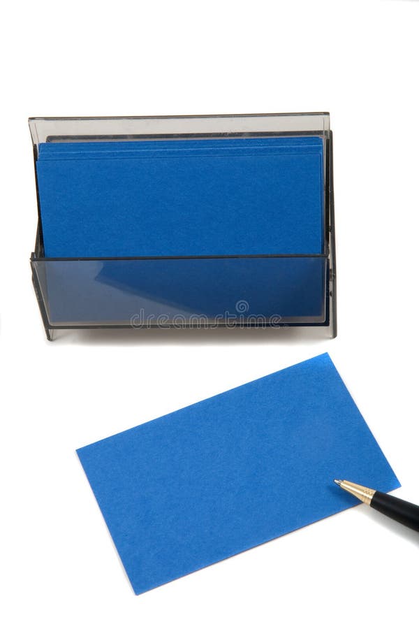 Blue Business (blank) Card on White with Pen. Stock Photo - Image of ...