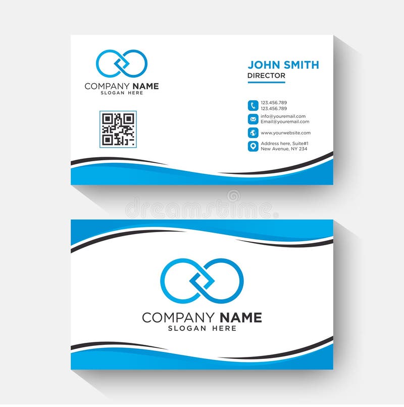 Blue Business Card Vector Template Editorial Stock Photo - Illustration ...