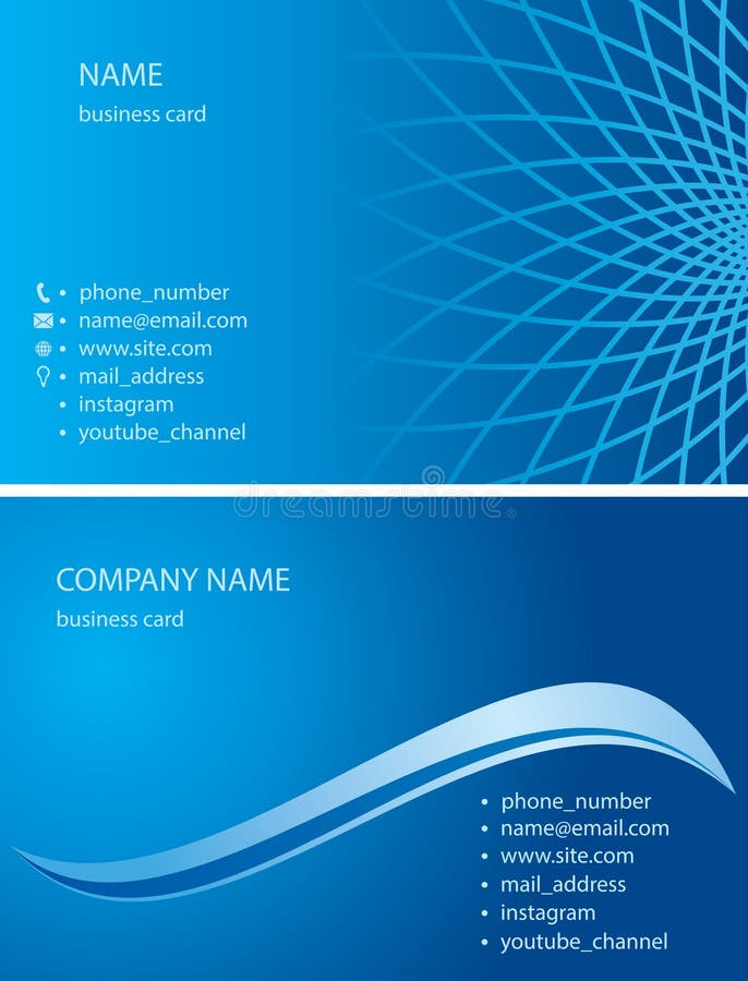 Blue Business Cards with Abstractions and Gradient - Vector ...