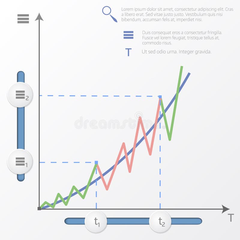 Blue Business Chart Graph with Two Lines of Increase Stock Vector ...