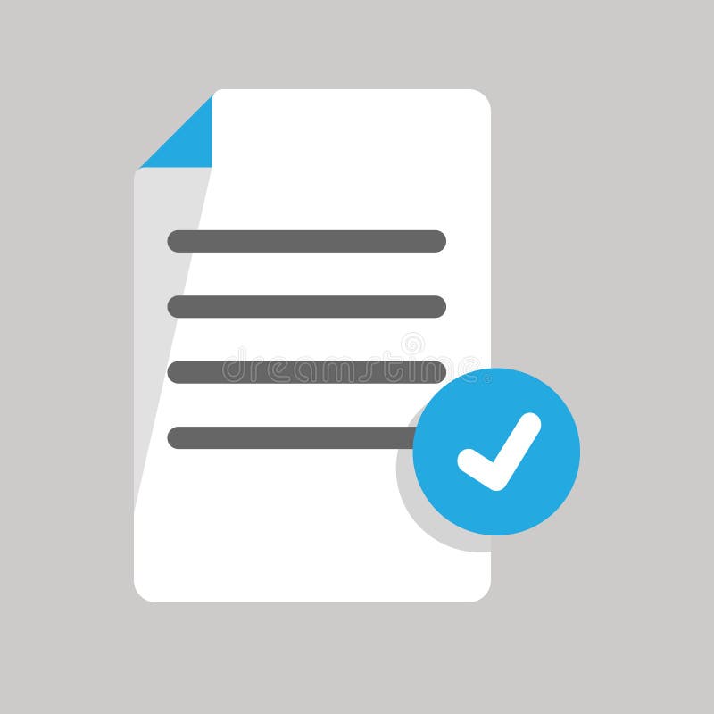 Blue Business File Icon in Flat Design with Check List Symbol Inside ...