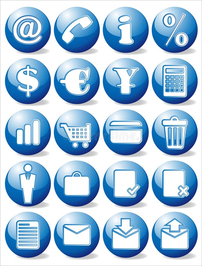 Blue business icons stock vector. Illustration of open - 7802298