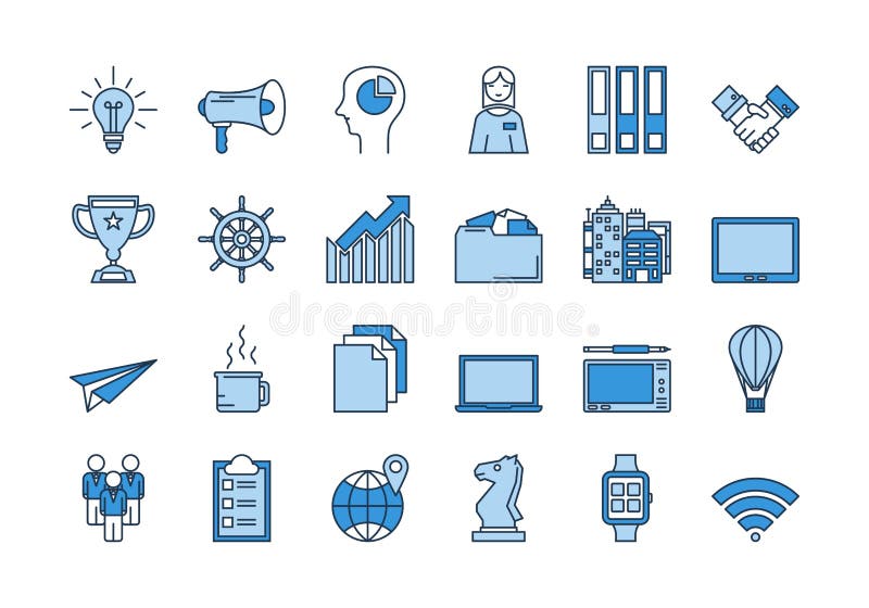 02 Blue BUSINESS icons set stock vector. Illustration of design - 102040319