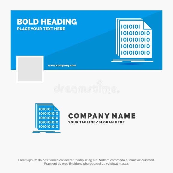 Blue Business Logo Template for Binary, Code, Coding, Data, Document. Facebook Timeline Banner ...