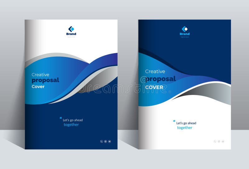 Blue Business Proposal Catalog Cover Design Template Concepts Stock ...