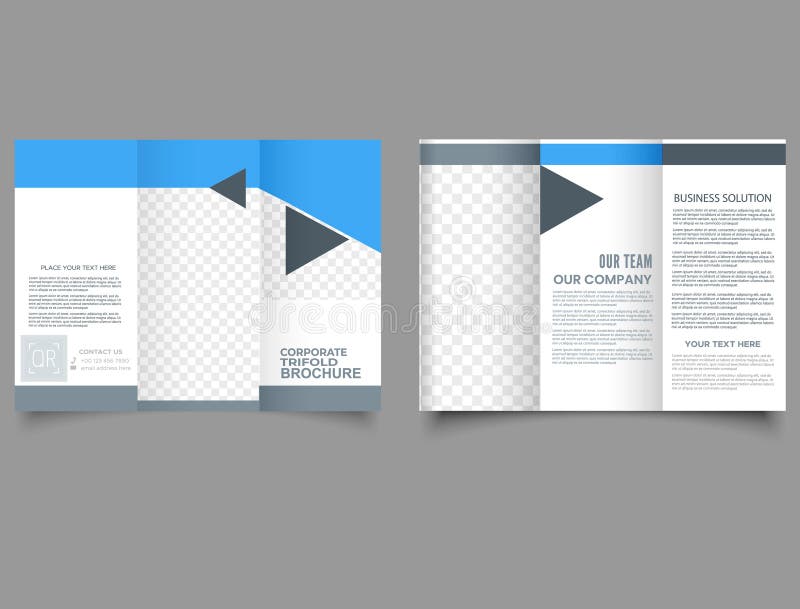 Blue Business Trifold Brochure. Blue Trifold Brochure with Triangles ...