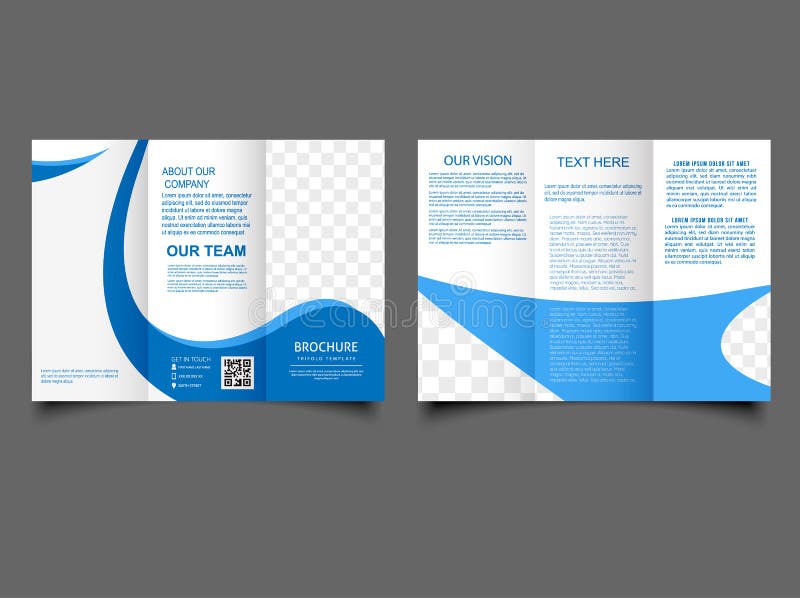 Blue Business Trifold Leaflet Brochure Template Design. Vector Graphics ...